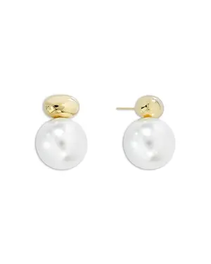 Shashi Alice Cultured Freshwater Pearl Earrings - Gold/pearl