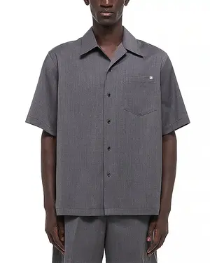 Helmut Lang Boxy Short Sleeve Camp Shirt - Light Gray Melange