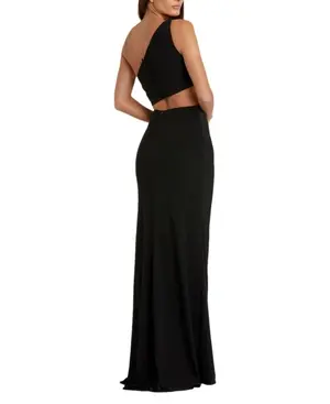 Mac Duggal Ieena One-shoulder Jersey Gown - Black