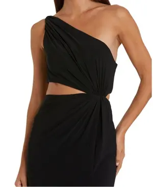 Mac Duggal Ieena One-shoulder Jersey Gown - Black