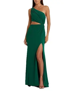 Mac Duggal Ieena One-shoulder Jersey Gown - Emerald