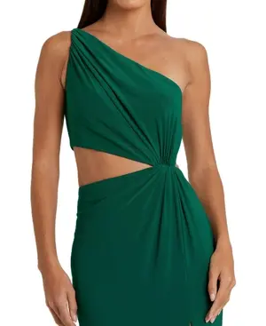 Mac Duggal Ieena One-shoulder Jersey Gown - Emerald