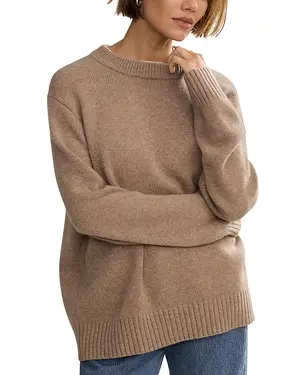 Jenni Kayne Oversized Cashmere Crewneck Pullover - Undyed Stone