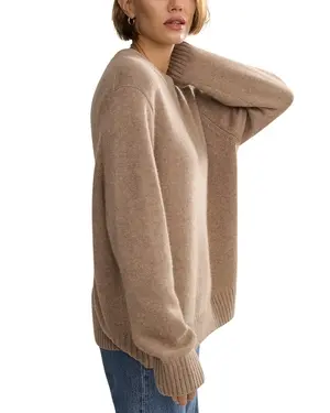 Jenni Kayne Oversized Cashmere Crewneck Pullover - Undyed Stone