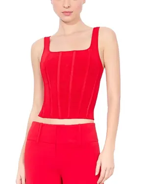Alice + Olivia Sariah Corset Tank Top - Bright Ruby