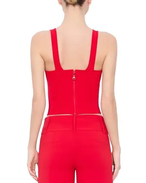Alice + Olivia Sariah Corset Tank Top - Bright Ruby