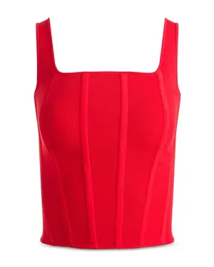 Alice + Olivia Sariah Corset Tank Top - Bright Ruby