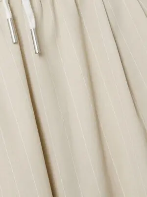 ST. AGNI Pinstriped Gathered Wool-blend Wide-leg Pants