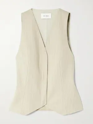 ST. AGNI Pinstriped Wool-blend Twill Vest - Neutrals