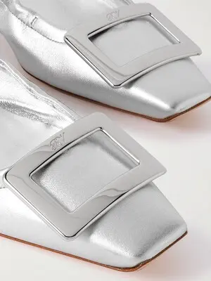 ROGER VIVIER Belle Vivier Embellished Metallic Ballet Flats