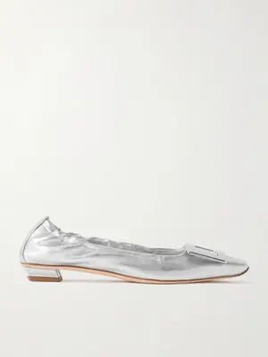 ROGER VIVIER Belle Vivier Embellished Metallic Ballet Flats