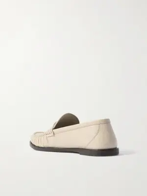 Saint Laurent Glossed-leather Loafers - Neutrals