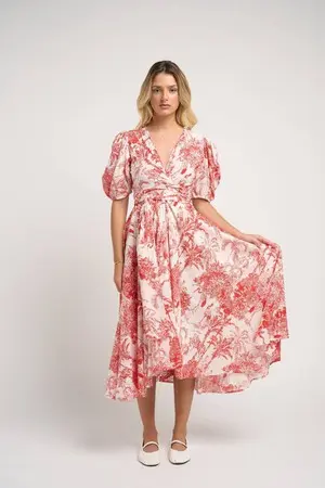 GUADALUPE DESIGN Monica Printed Midi Dress