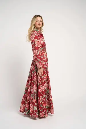 GUADALUPE DESIGN Meredith Peony Maxi Dress - Red