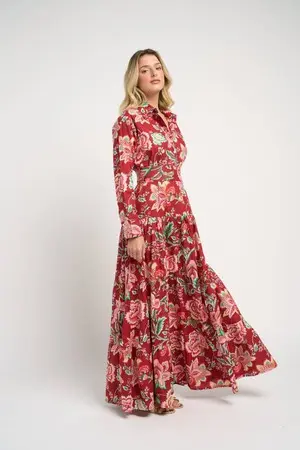 GUADALUPE DESIGN Meredith Peony Maxi Dress - Red