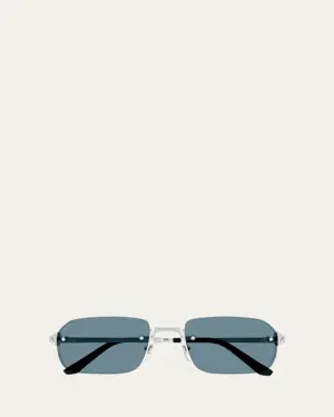 Cartier Cartier Rimless Rectangle Sunglasses Light Blue
