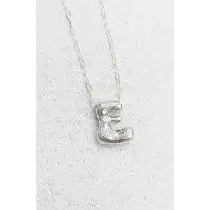 EMERSON & OLIVER Paperclip Chain Necklace With Letter Charm - Silver - E