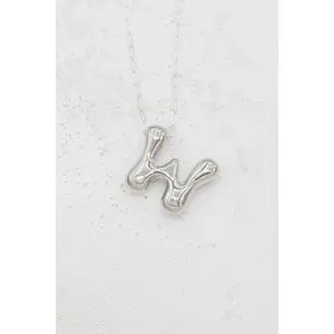 EMERSON & OLIVER Paperclip Chain Necklace With Letter Charm - Silver - W
