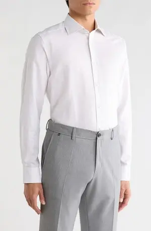 JACK VICTOR Danforth Stretch Cotton & Linen Blend Dress Shirt - Sand