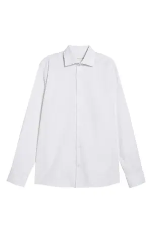 JACK VICTOR Danforth Stretch Cotton & Linen Blend Dress Shirt - Sand