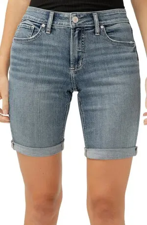 SILVER JEANS CO. Elyse Curvy Denim Bermuda Shorts