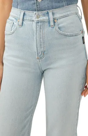 SILVER JEANS CO. High-rise Straight Leg Jeans With Raw Hem