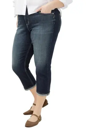 SILVER JEANS CO. Avery Curvy High-waist Capri Jeans