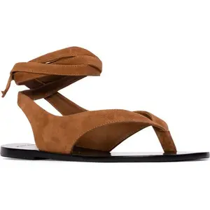 BLACK SUEDE STUDIO Tres Ankle Wrap Sandal - Tobacco Suede
