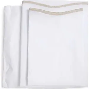 POM POM AT HOME Skylar Set Of 2 Cotton Percale Pillowcases - White/ Flax