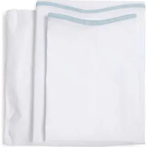 POM POM AT HOME Skylar Set Of 2 Cotton Percale Pillowcases - White/ French Blue