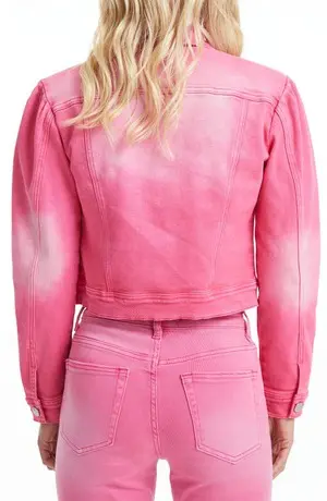 BAYEAS Cropped Denim Jacket With Puff Sleeves - Raz