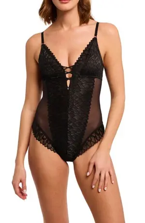MONTELLE INTIMATES Montelle Intimates Lacy Teddy Black
