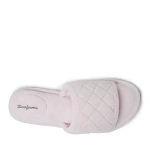 DEARFOAMS Beatrice Quilted Microfiber Terry Shower Slide Slipper - Fresh Pink