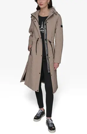 Karl Lagerfeld Paris Double L Quilted Coat - Sand