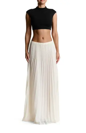 Naked Wardrobe Pleated Chiffon Maxi Skirt