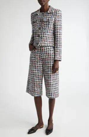 St. John Americana Houndstooth Tweed Shorts