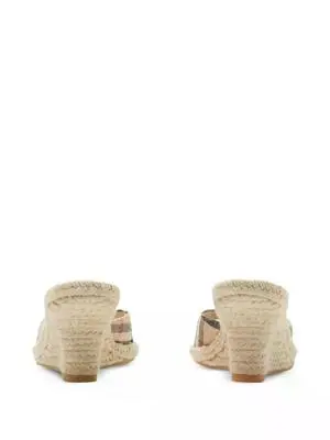 Burberry Checked Espadrille Wedge Sandals - Neutrals