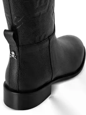Philipp Plein Monogram-debossed Leather Boots