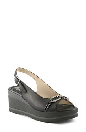 SPRING STEP SHOES Tamra Wedge Slingback Sandal - Black