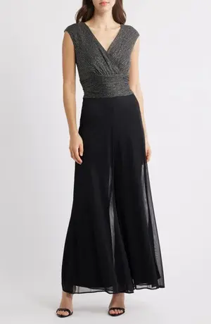 CONNECTED APPAREL Metallic Bodice Jumpsuit
