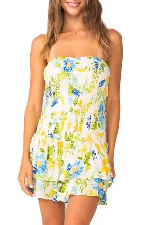 PQ Marie Ruffle Strapless Cotton Cover-up Sundress - Bluebell