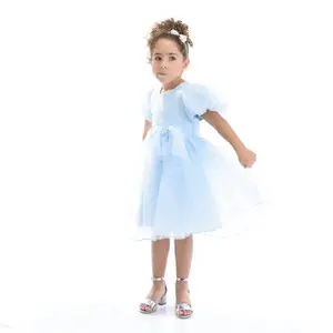 TULLEEN Bow Organza Dress - Blue