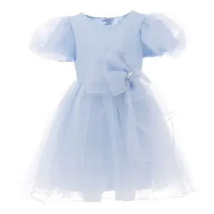 TULLEEN Bow Organza Dress - Blue