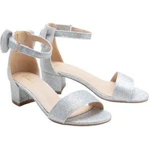 TULLEEN Glitter Banded Block Heel Sandals - Silver