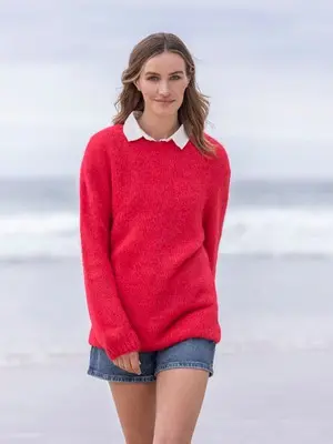 CELTIC & CO. Alpaca Cotton Slouch Sweater - Raspberry