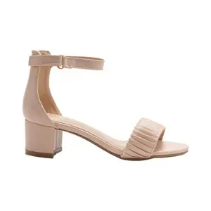 TULLEEN Pleated Block Heel Sandals - Pink