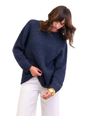 CELTIC & CO. Alpaca Blend Slouch Sweater - Navy
