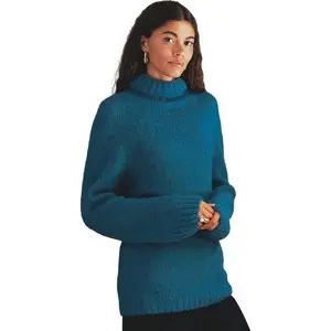 CELTIC & CO. Alpaca & Cotton Turtleneck Sweater - Deep Icelandic Blue