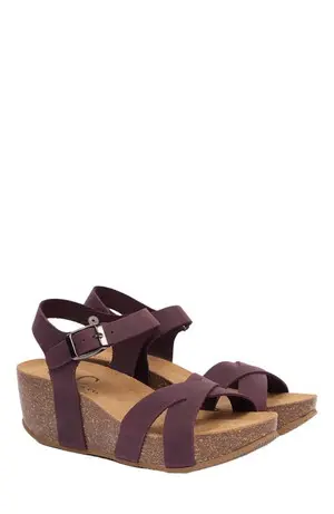CELTIC & CO. Crossover Wedge Sandals - Damson