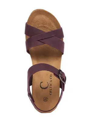 CELTIC & CO. Crossover Wedge Sandals - Damson